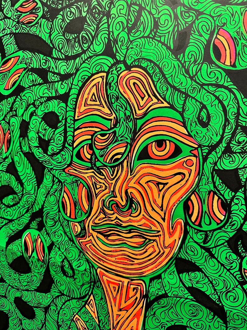 RARE! 1969 "medusa" Psychedelic Blacklight Poster by Frank Kay - Etsy