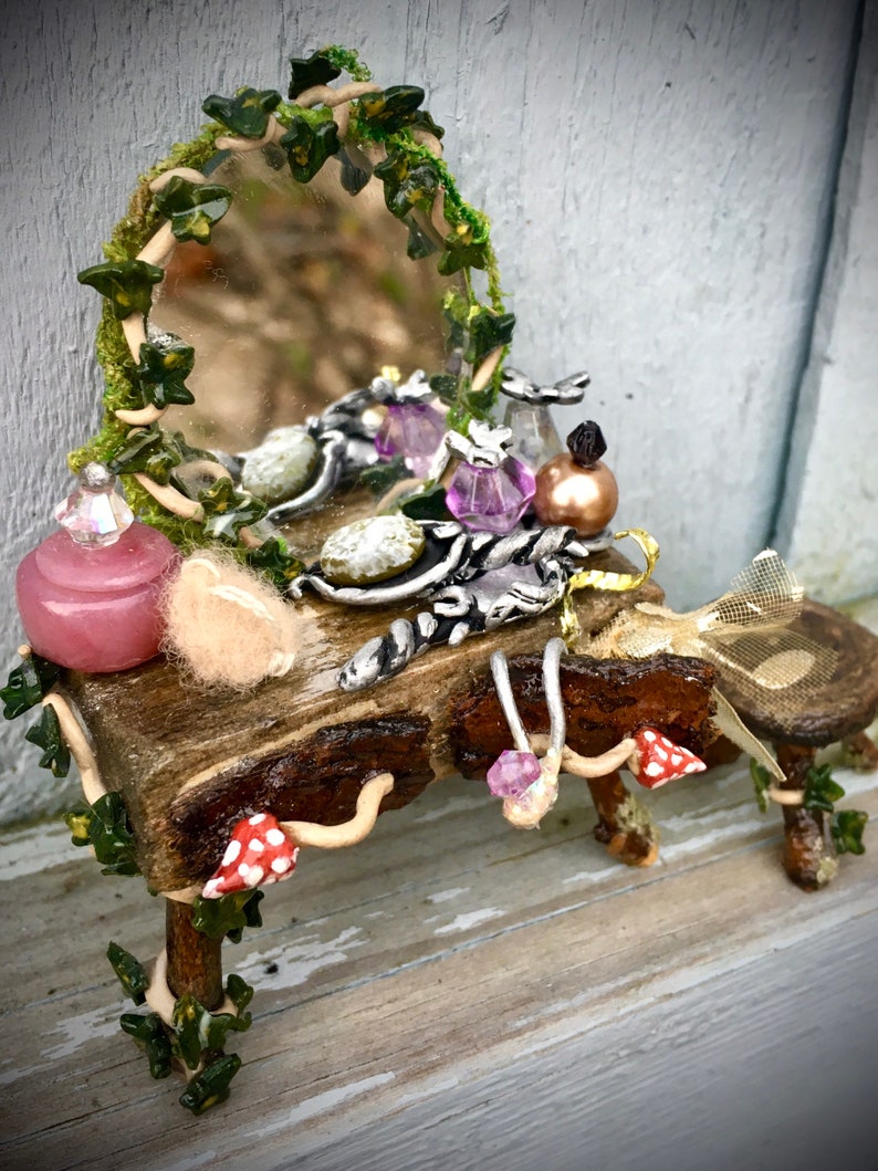 Fairy Dressing Table & Stool Set Gift for Miniature Doll House, Magical ...