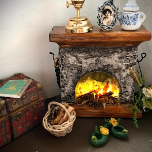 1:12 Light up Fireplace and Accessories Gift for Maileg Dolls House or ...