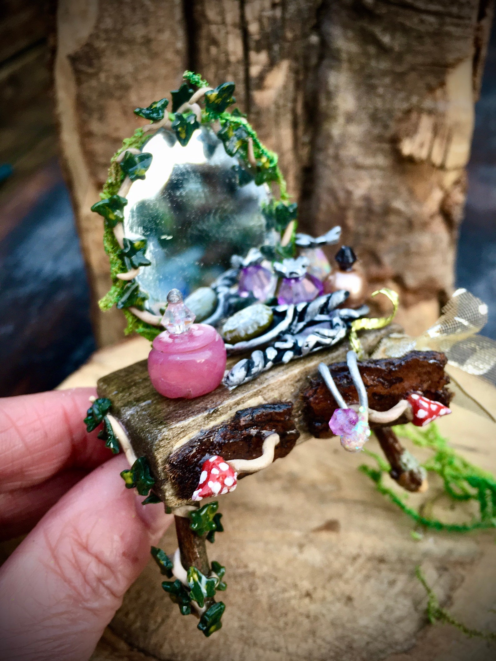 Fairy Dressing Table & Stool Set Gift for Miniature Doll House, Magical ...