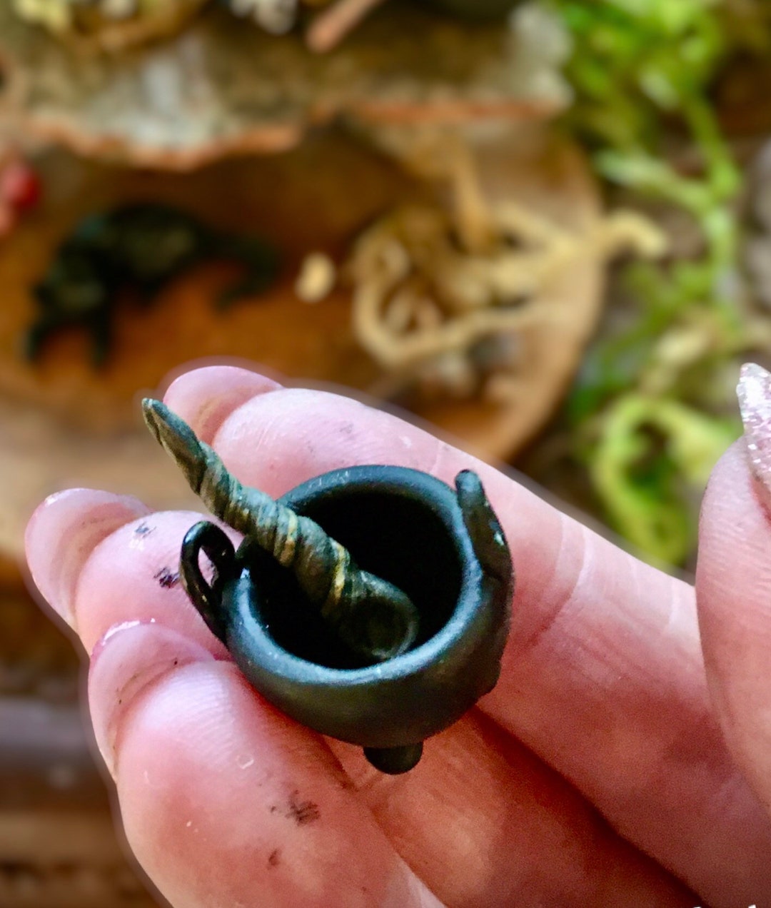 12th Scale Cauldron and Twisted Clay Wooden Spoon Gift for - Etsy