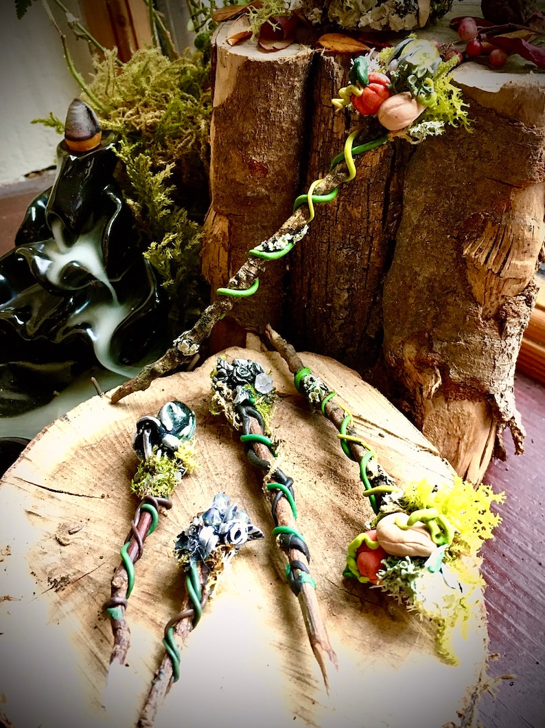 Gorgeous Small and 12th Scale Wands, Handmade With Real Moss,clay Vines ...