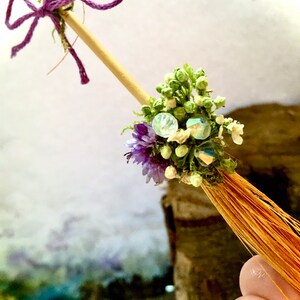 12th Scale Miniature Broomstick/besom With Real Quartz Crystals Moss ...