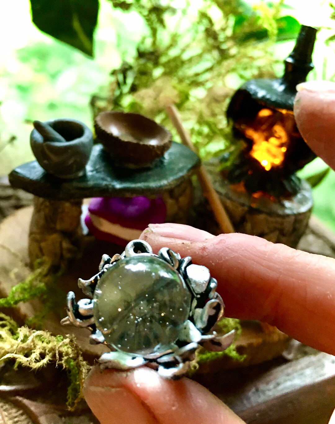 Miniature Crystal Gazing Ball/spell 12th Scale Gift Witch /fairy Garden ...