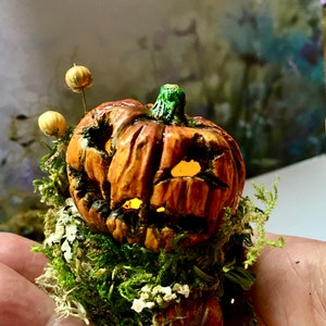 Ooak Light up Flickering Miniature Pumpkin/jack O Lantern Halloween ...