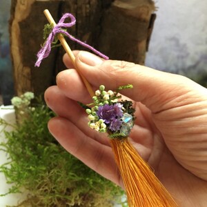 12th Scale Miniature Broomstick/besom With Real Quartz Crystals Moss ...