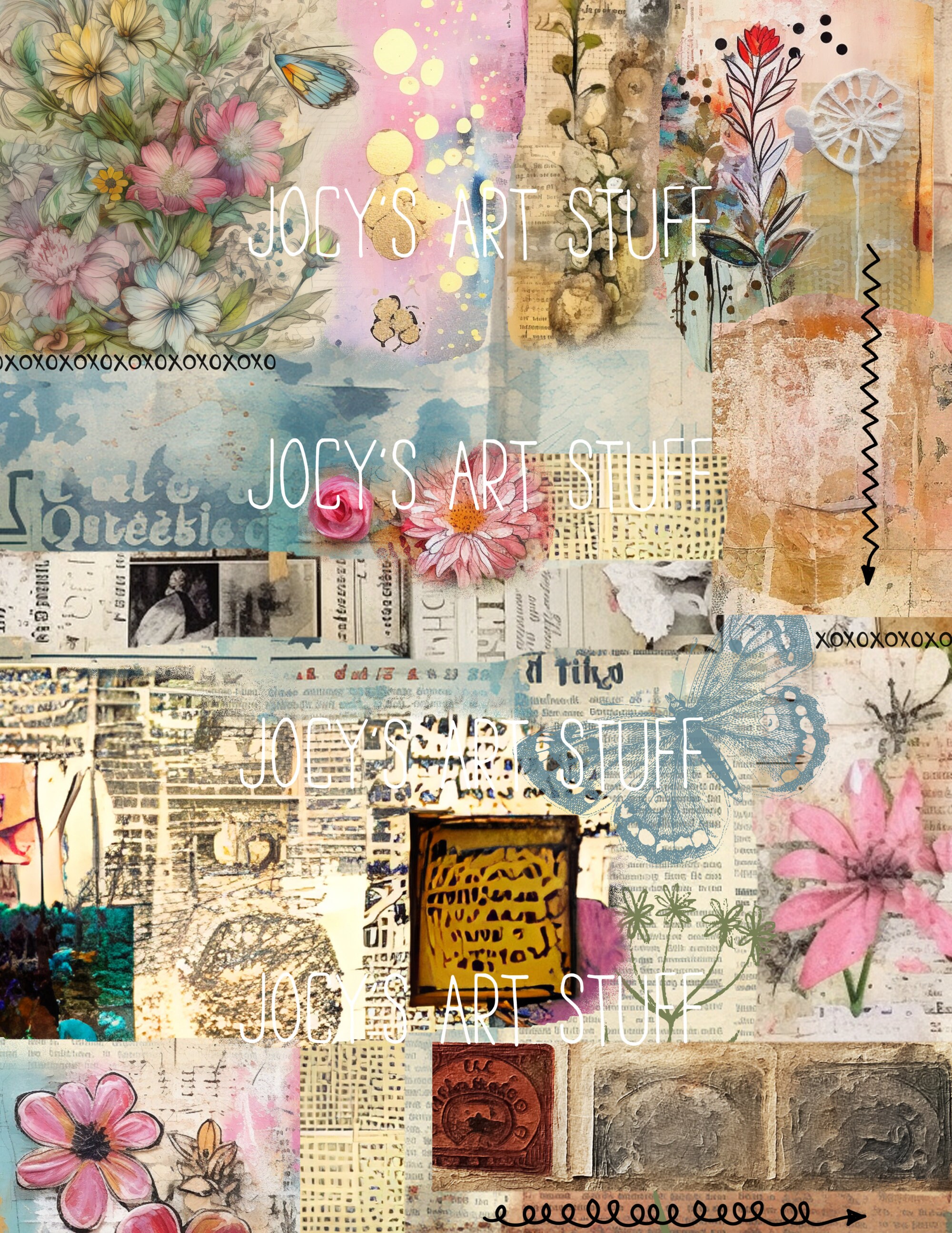 Digital Collage Backgrounds, Collage Tear Sheets, Digital Download ...