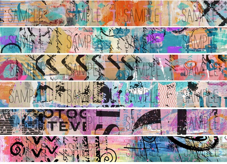 Digital Washi Tape | Borders and Strips Collage Sheets | Junk Journal ...