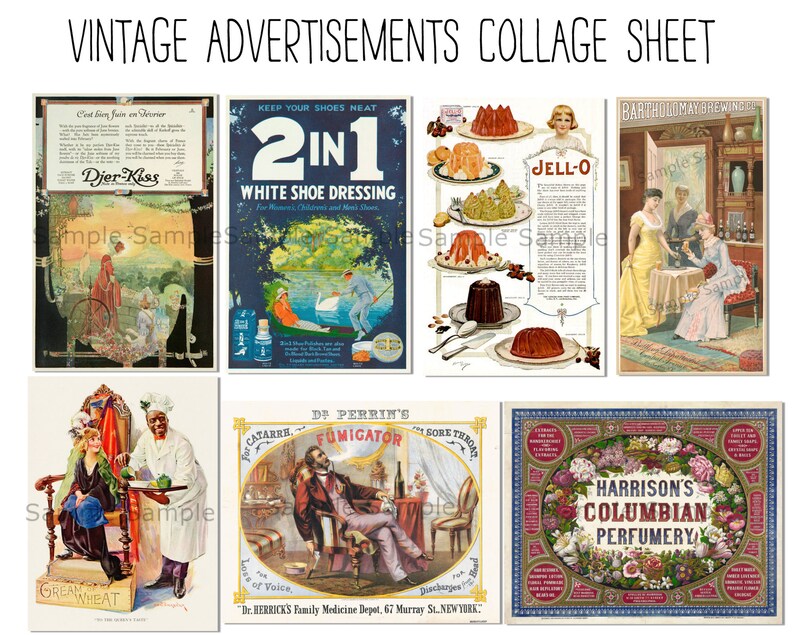 Vintage Advertisements Collage Sheet Digital Download | Etsy