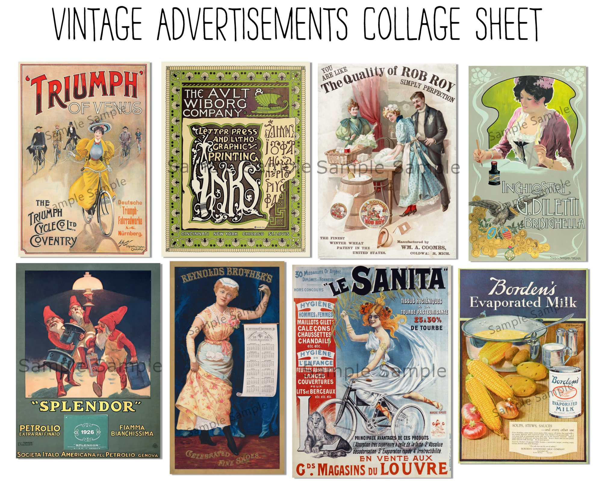 Vintage Advertisements Collage Sheet Digital Download | Etsy