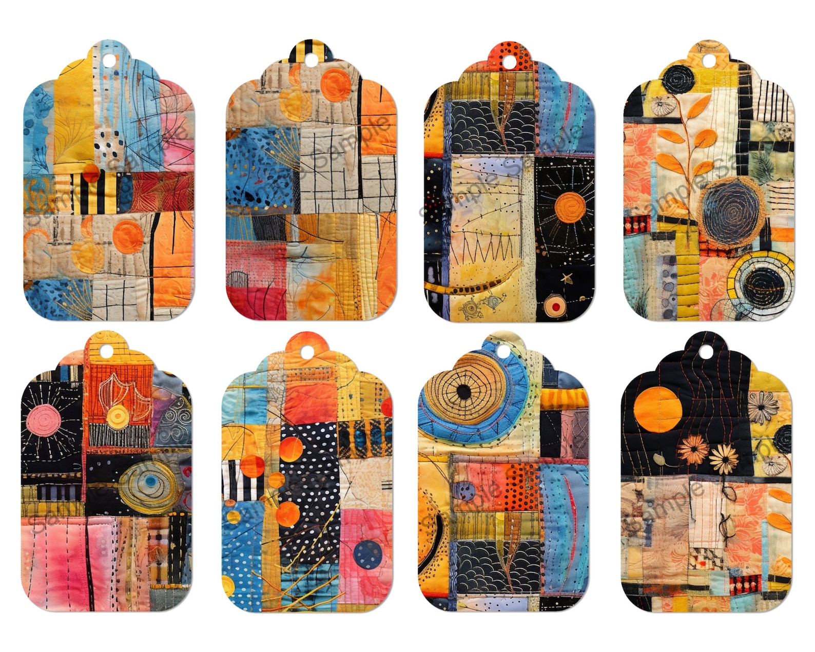 Quilted Tags, Art Journaling Tags, Junk Journal Tags, Gift Tags, Hang ...