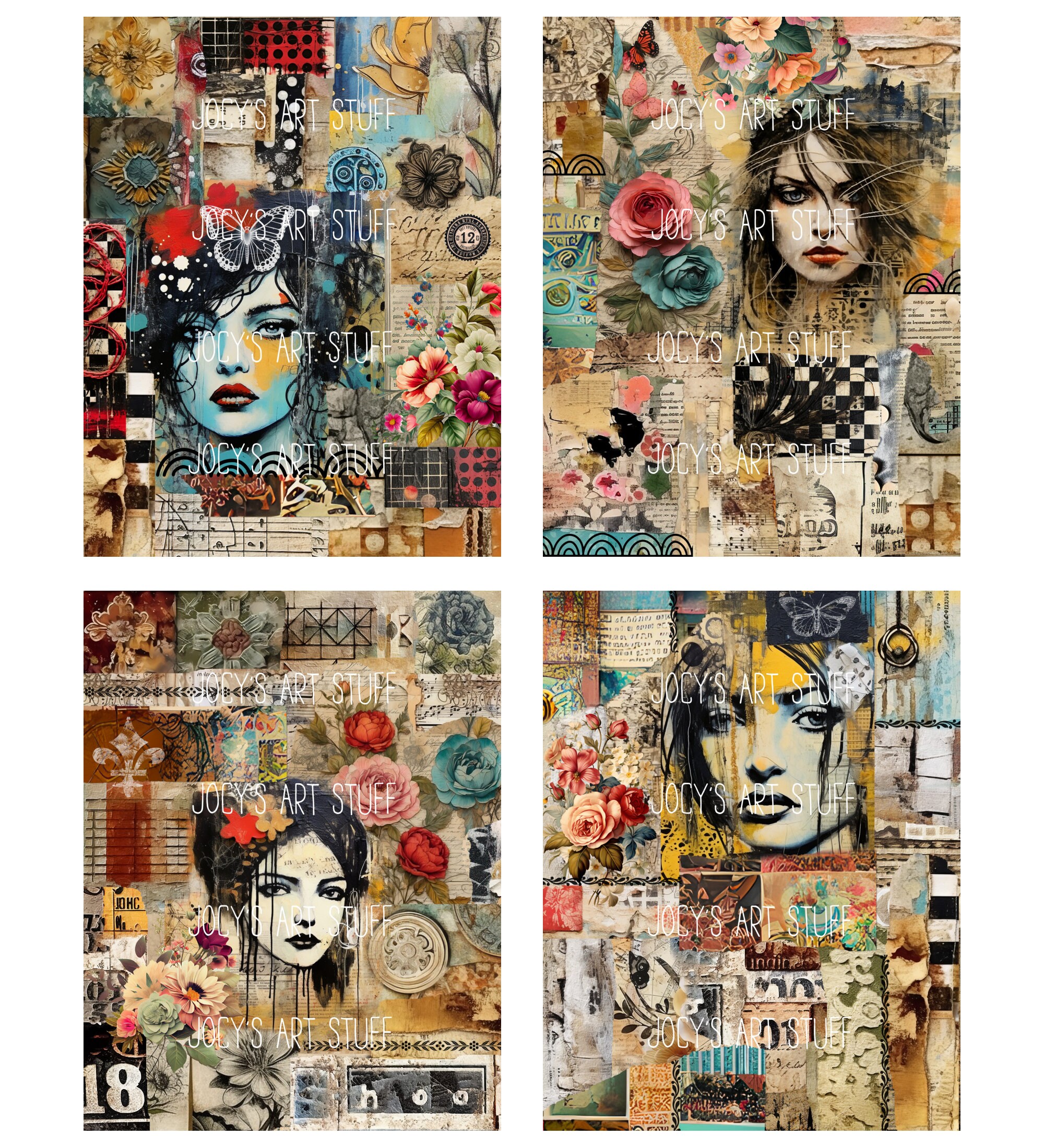 Digital Collage Backgrounds, Collage Tear Sheets, Digital Download ...