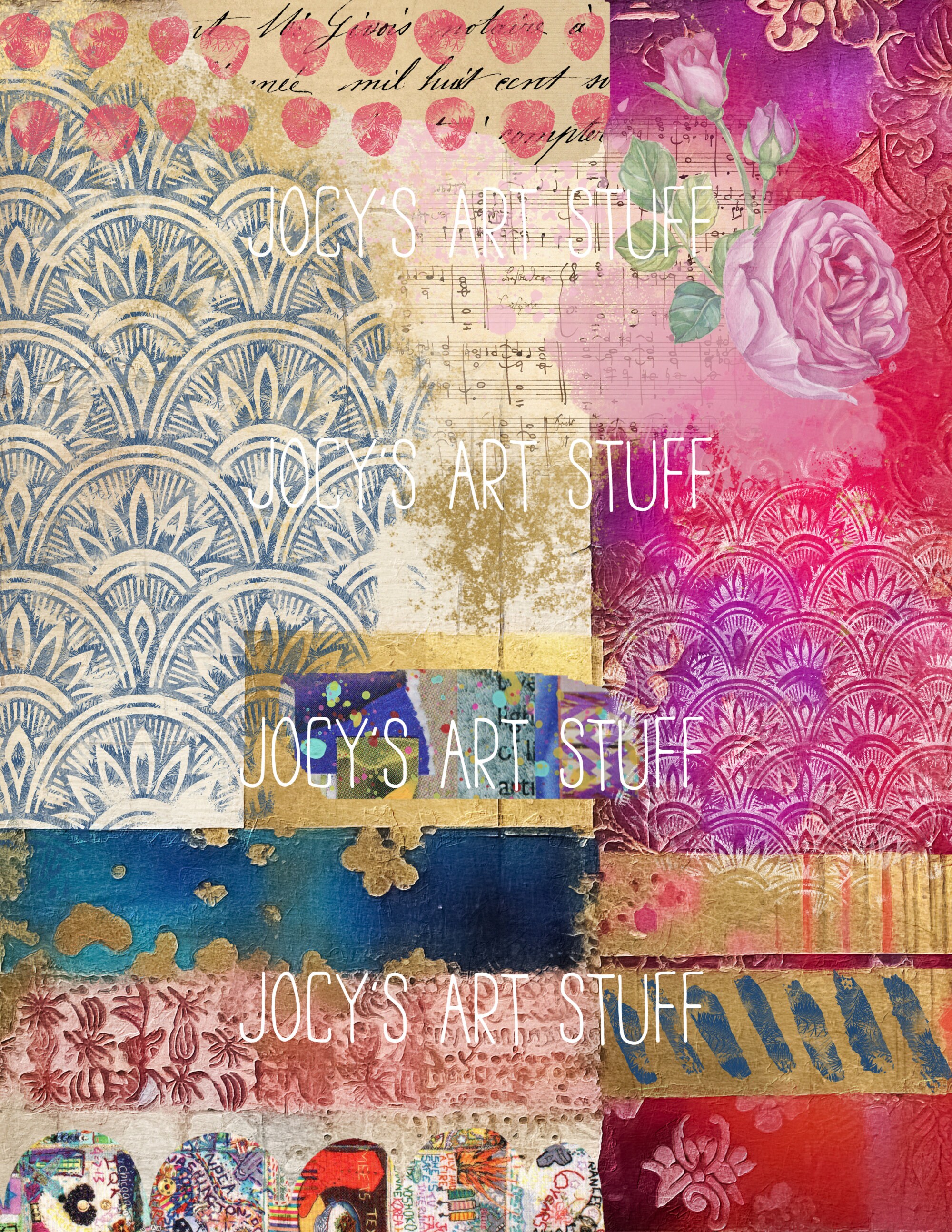 Digital Collage Backgrounds, Collage Tear Sheets, Printable Papers ...