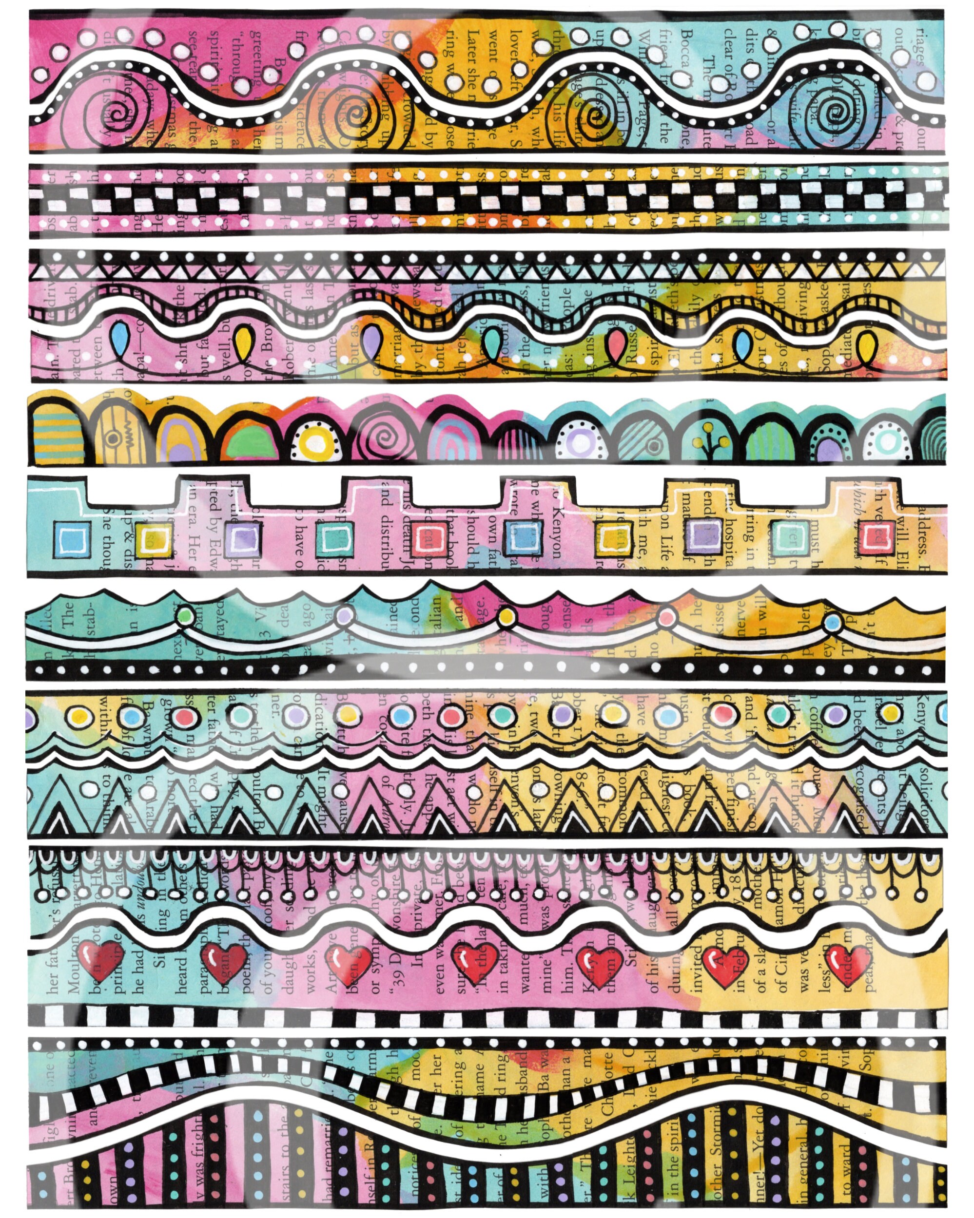 Whimsical Borders Collage Sheets | Art Journal Collage | Junk Journal ...