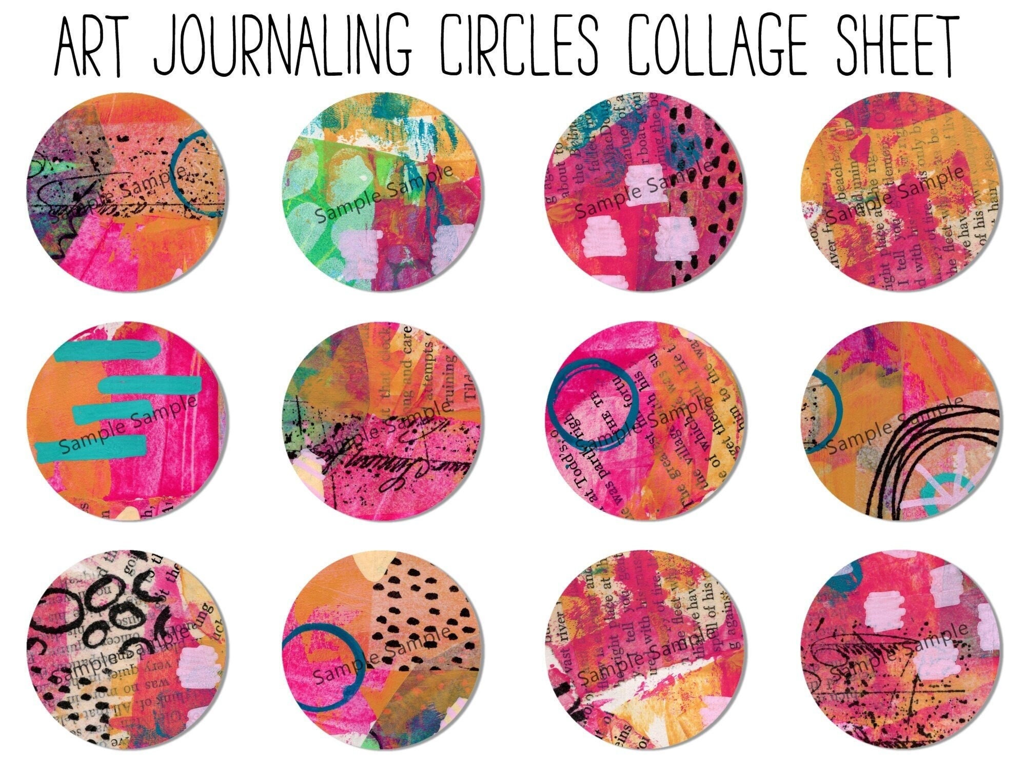 Circle Collage Sheets for Art Journaling Junk Journaling - Etsy