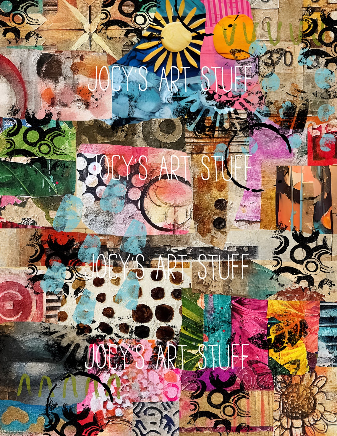 Digital Collage Backgrounds, Collage Tear Sheets, Printable Papers ...