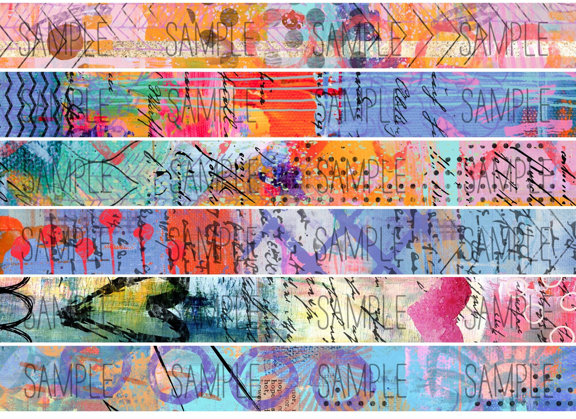 Digital Washi Tape Borders and Strips Collage Sheets Junk Journal, Art ...