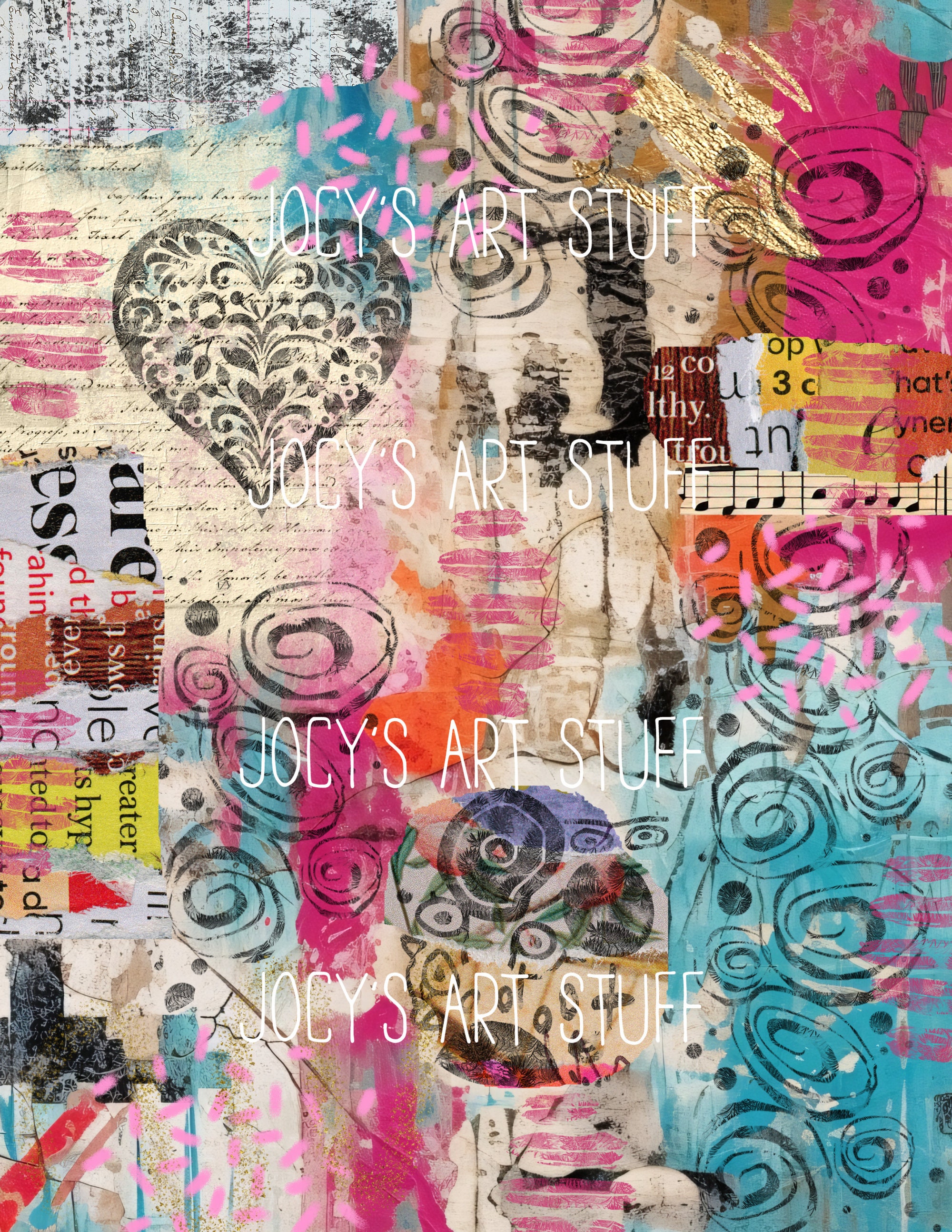 Digital Collage Backgrounds, Collage Tear Sheets, Printable Papers ...