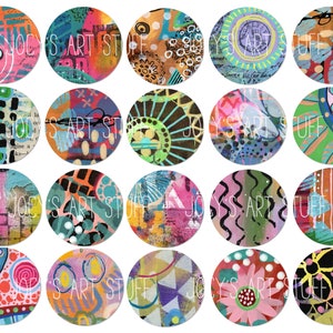 Circle Collage Sheets, Art Journaling Fodder, Circle Art, Digital ...
