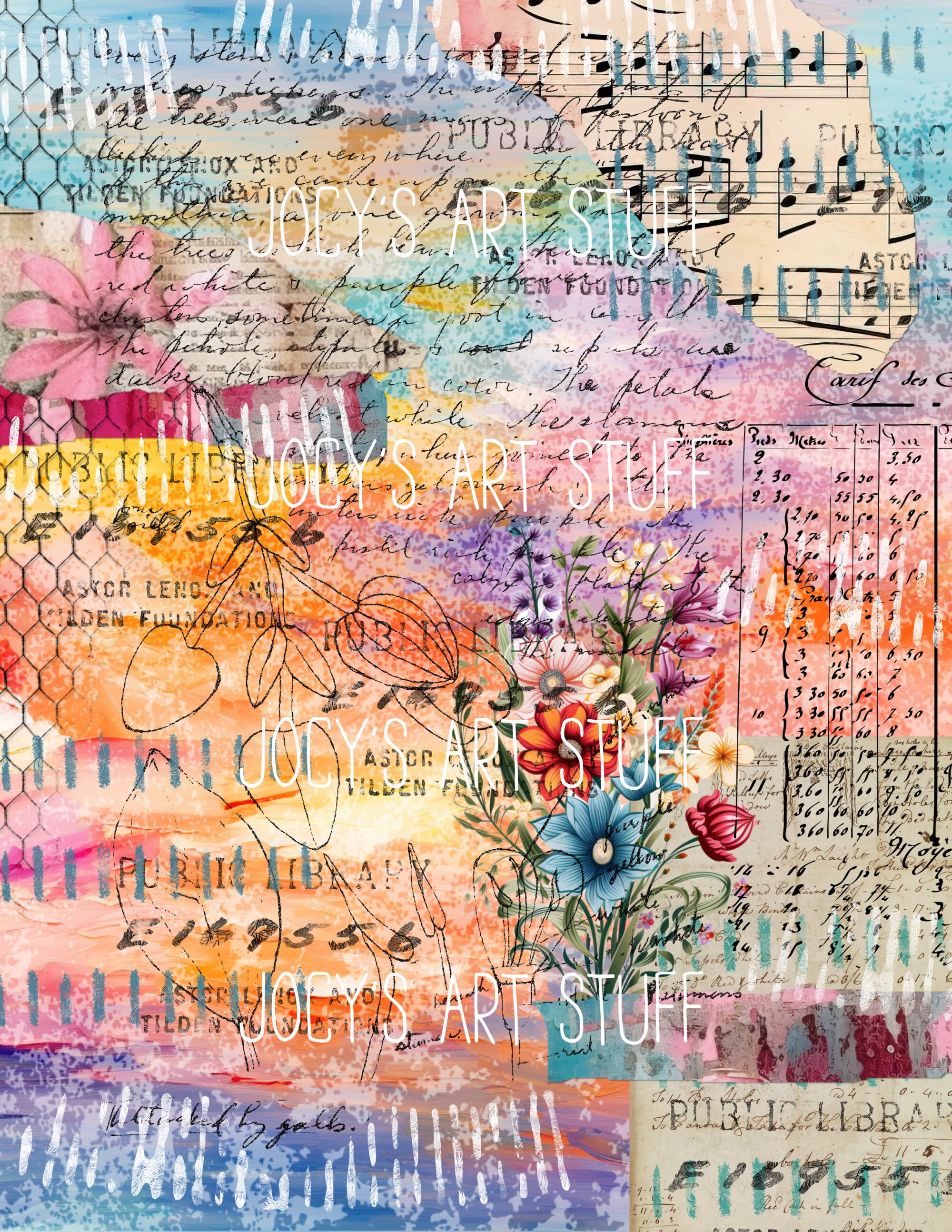 Digital Collage Backgrounds, Collage Tear Sheets, Printable Papers ...