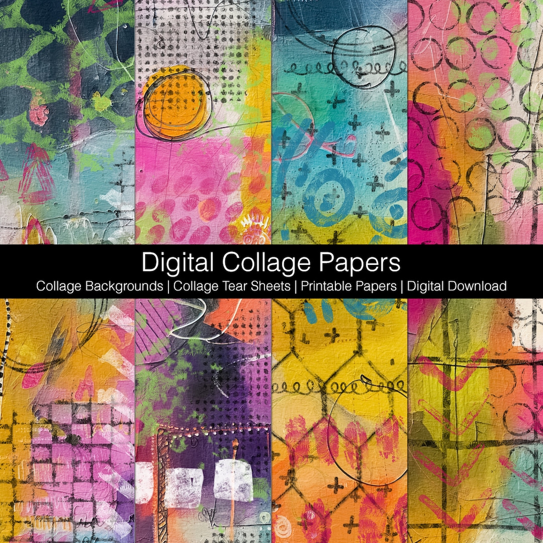 Digital Collage Backgrounds | Collage Tear Sheets | Printable Papers ...