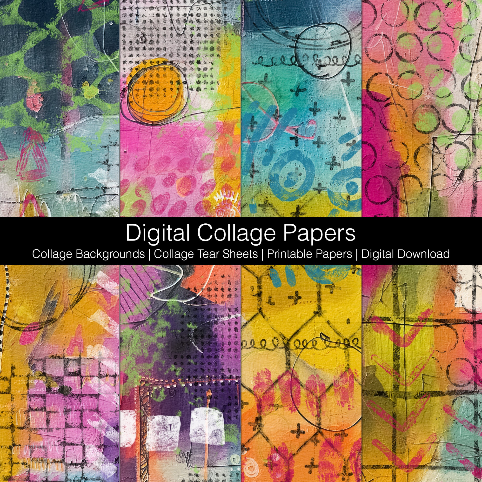 Digital Collage Backgrounds Collage Tear Sheets Printable Papers ...
