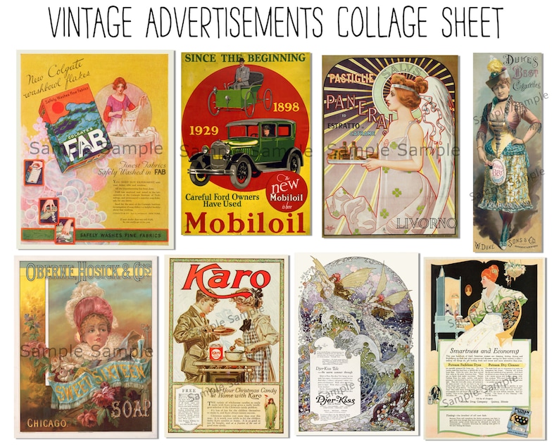 Vintage Advertisements Collage Sheet Digital Download - Etsy
