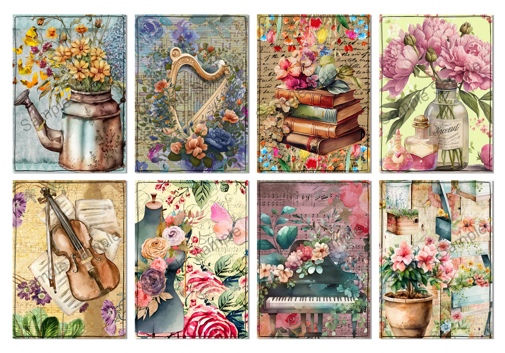 Collage Style ATC Sized Collage Sheet, This and That, Vintage, Digital ...