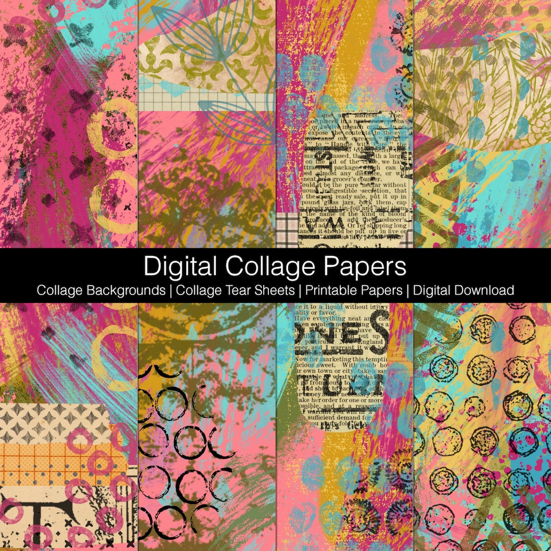 Digital Collage Backgrounds | Collage Tear Sheets | Printable Papers ...