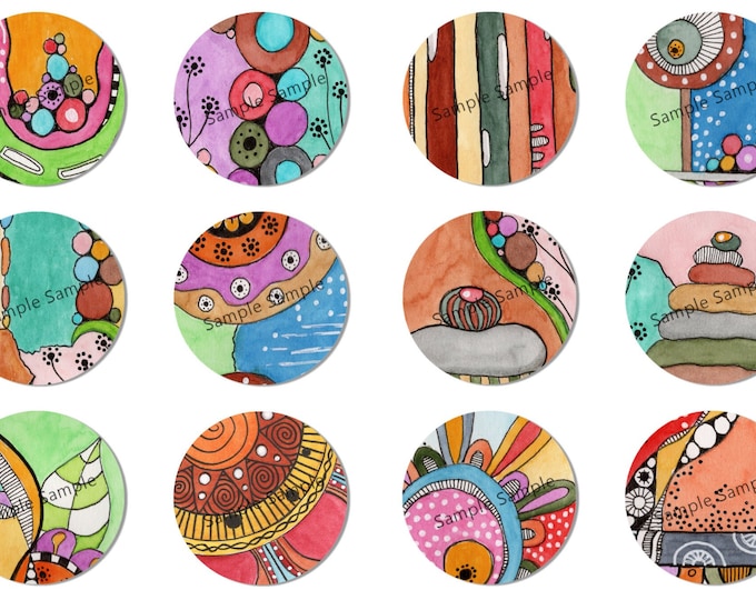 Printable Circle Stickers Collage Sheet No. 12 for Junk Journaling ...