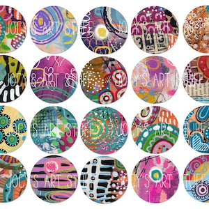 Circle Collage Sheets, Art Journaling Fodder, Circle Art, Digital ...
