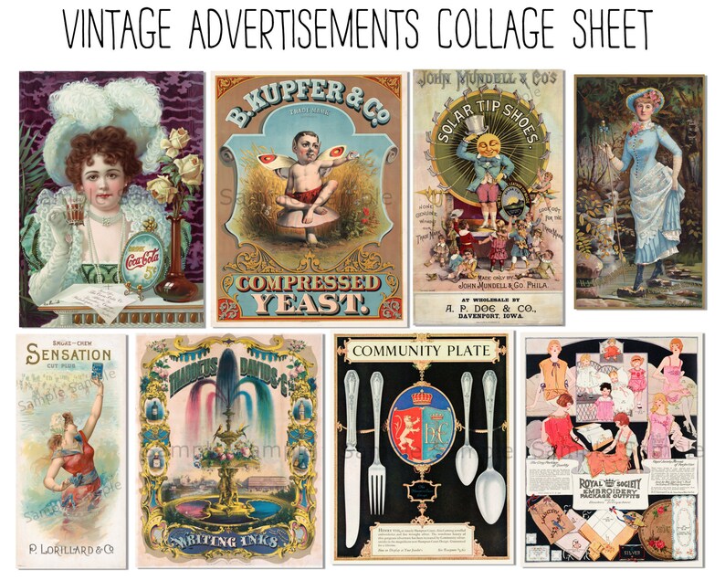 Vintage Advertisements Collage Sheet Digital Download - Etsy