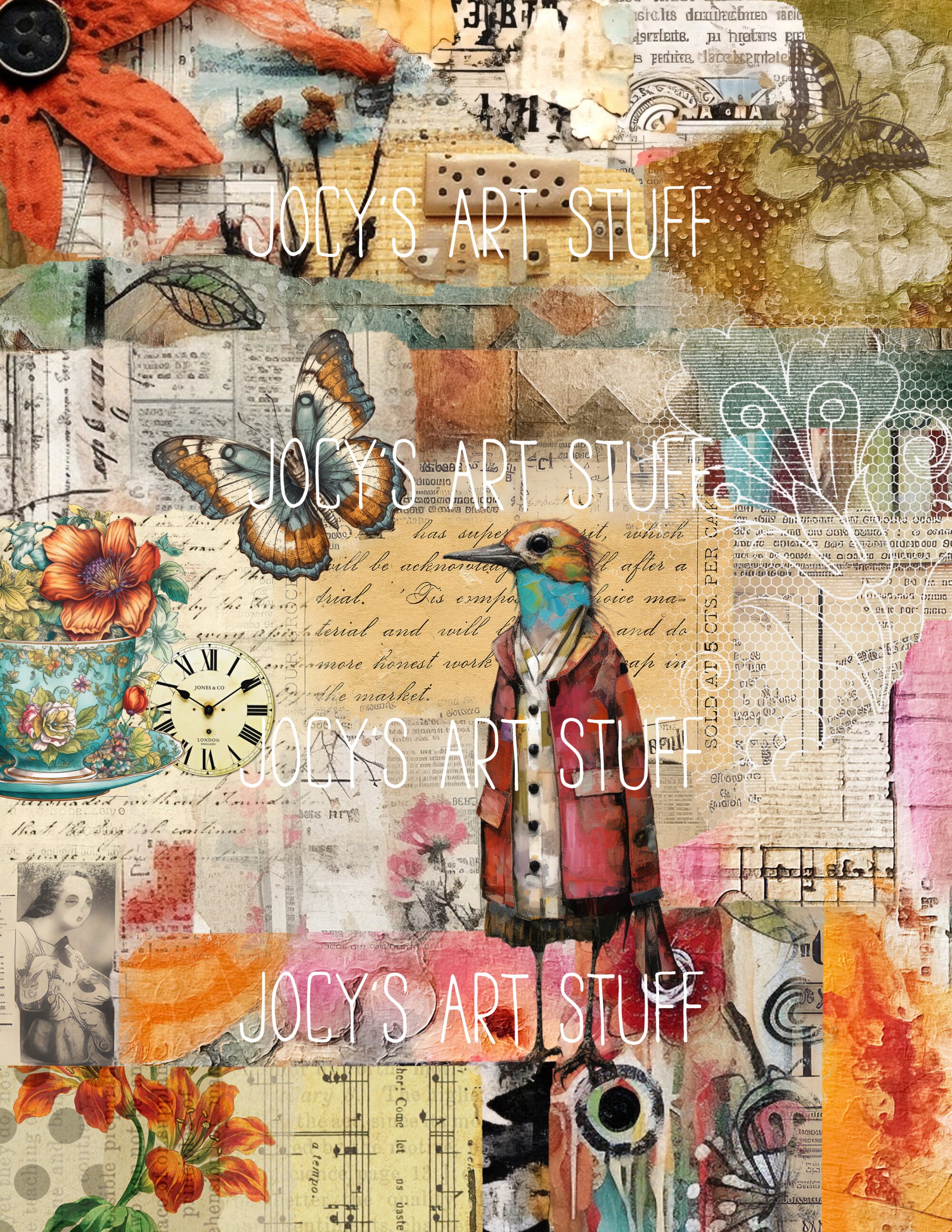 Digital Collage Backgrounds, Collage Tear Sheets, Digital Download ...