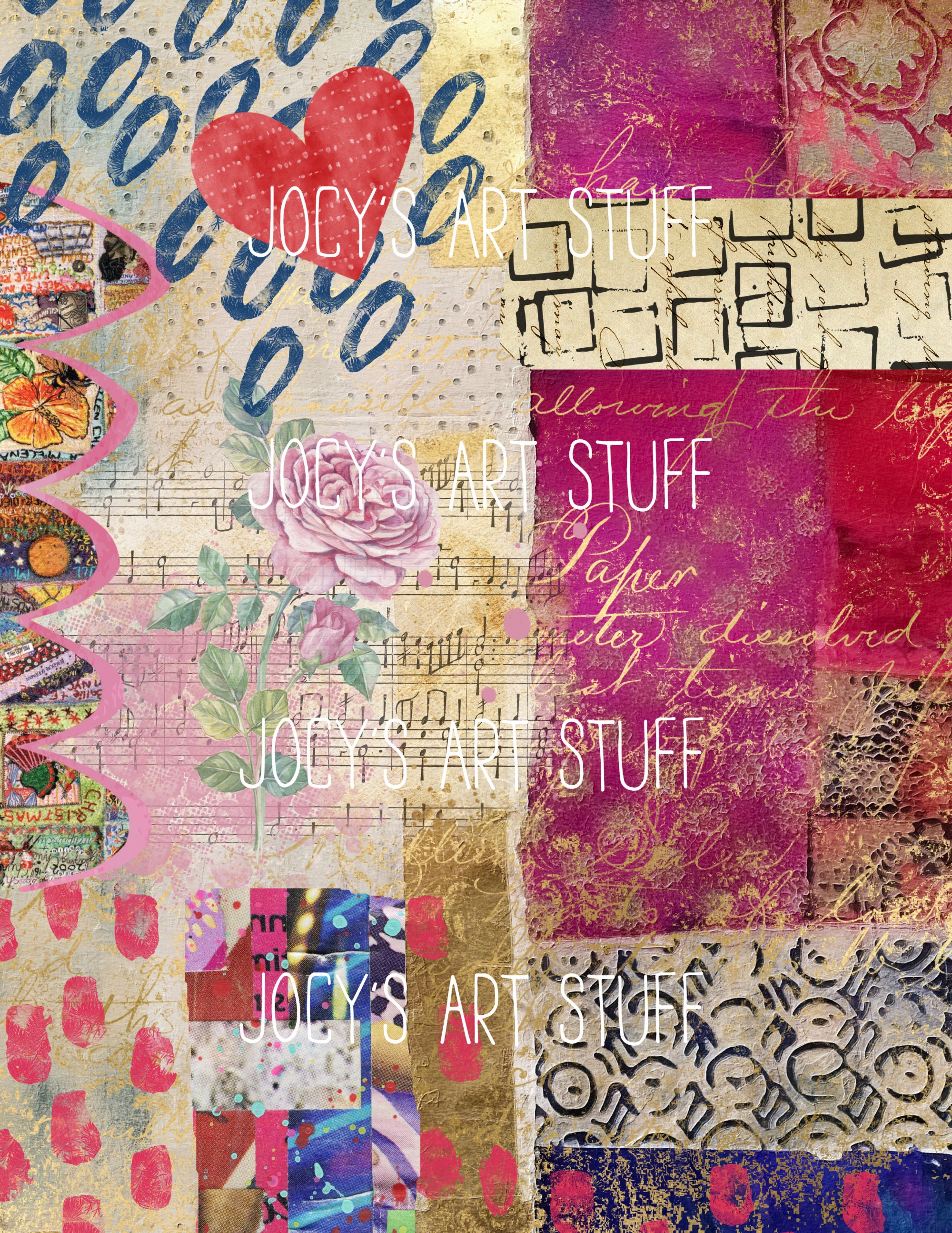 Digital Collage Backgrounds, Collage Tear Sheets, Printable Papers ...