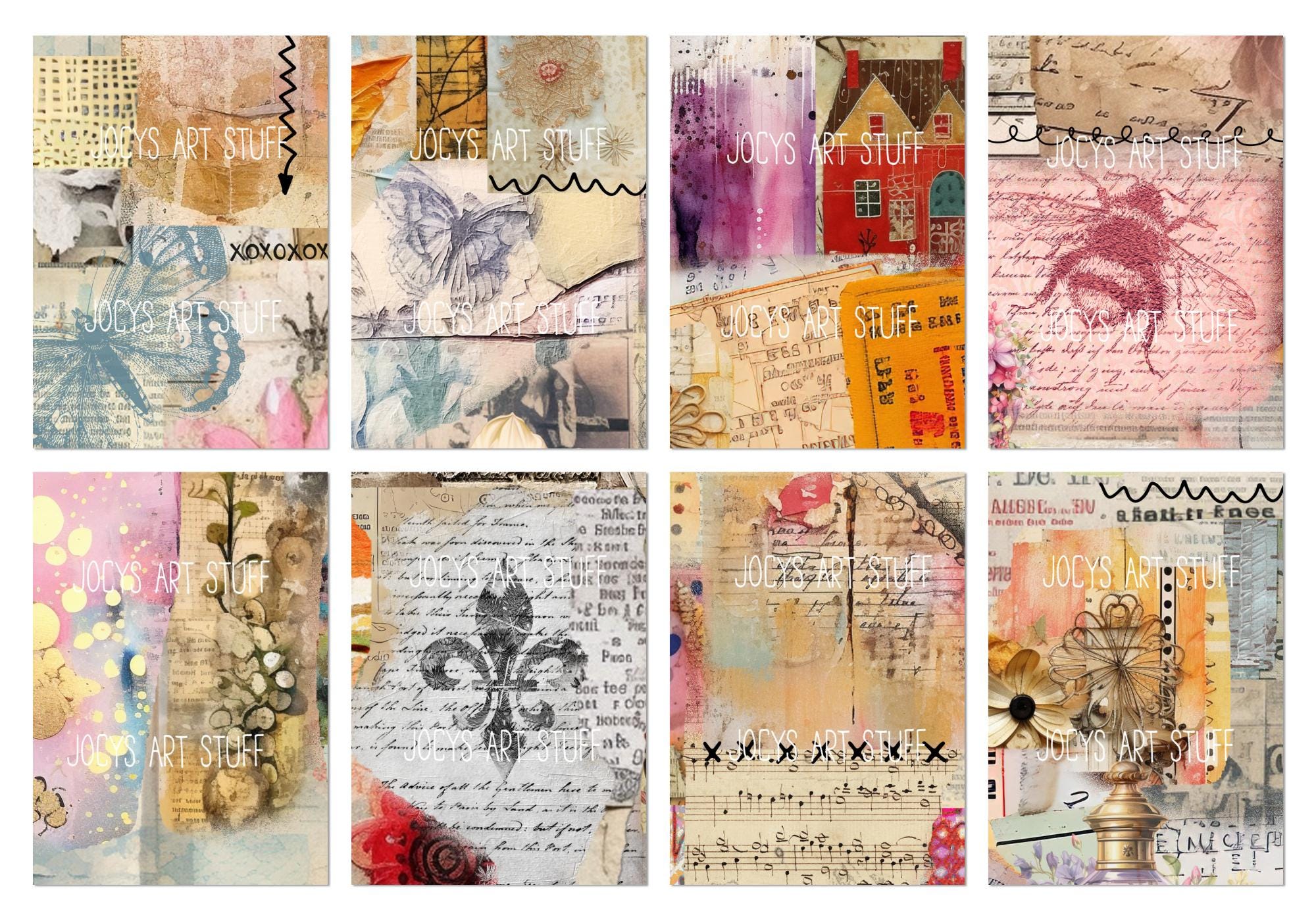 ATC Sized Collage Sheet, Snippets of Things ATC, Digital Download ...