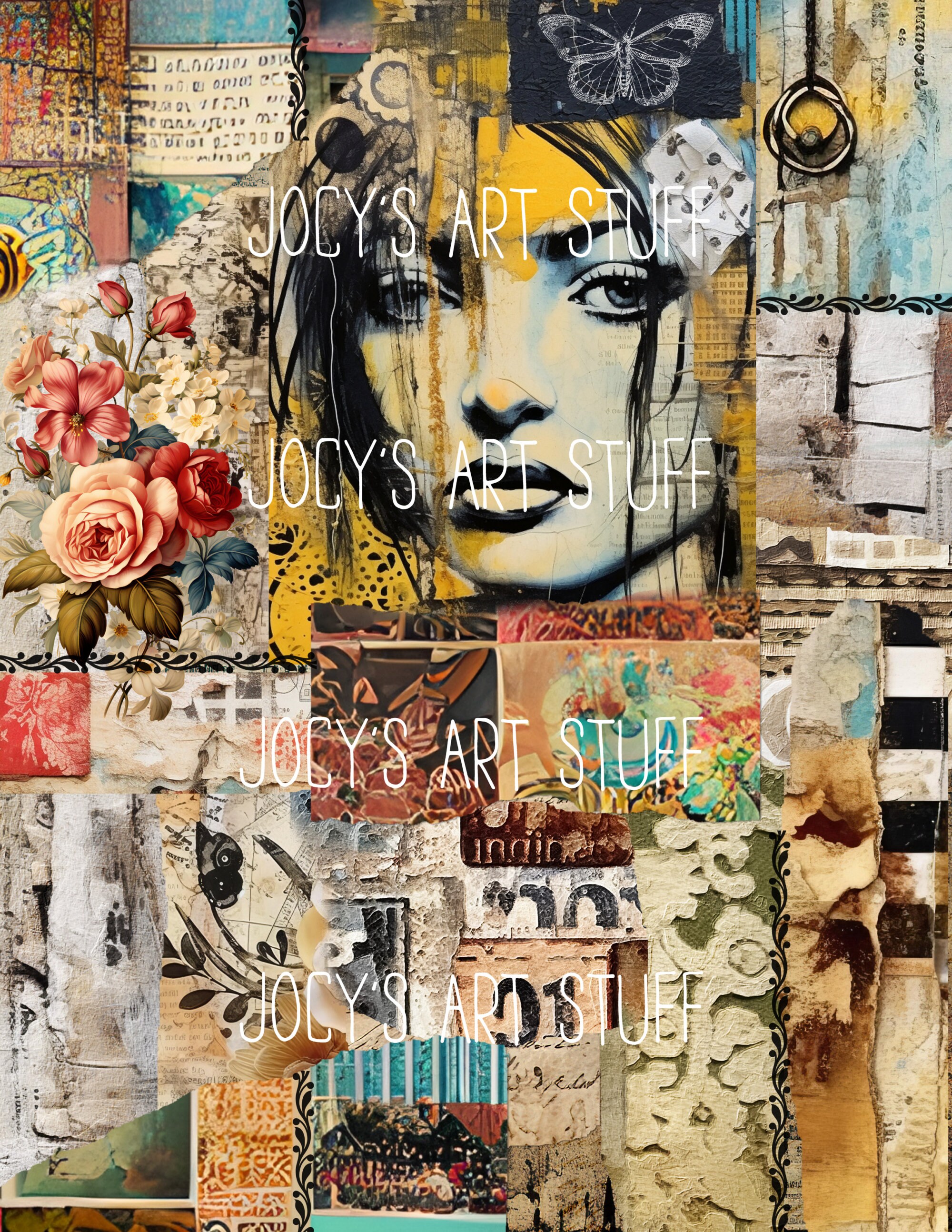 Digital Collage Backgrounds, Collage Tear Sheets, Digital Download ...