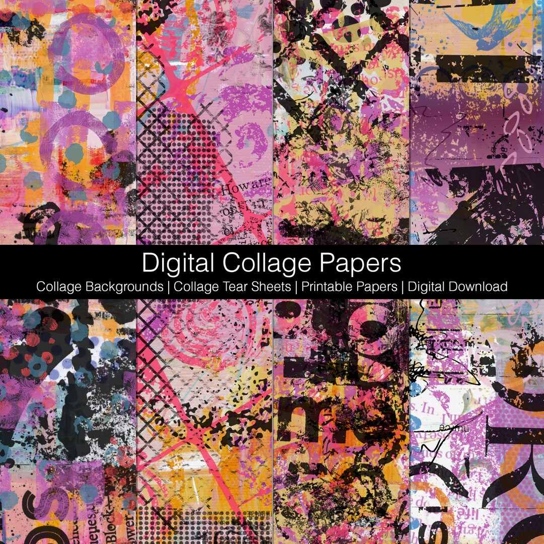 Digital Collage Backgrounds | Collage Tear Sheets | Printable Papers ...