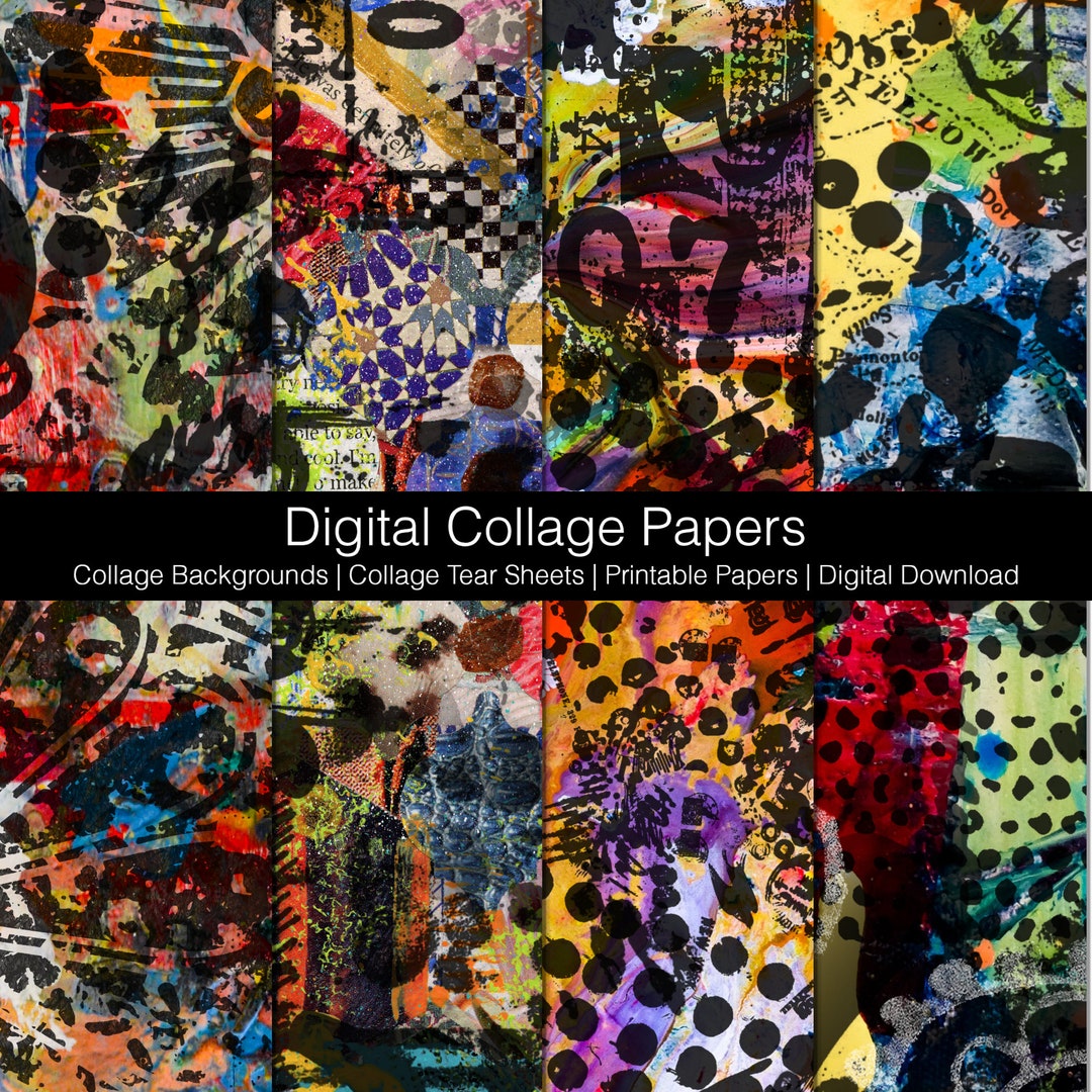 Digital Collage Backgrounds | Collage Tear Sheets | Printable Papers ...