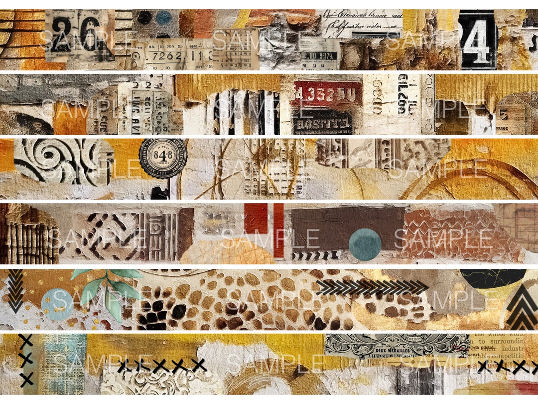 Digital Washi Tape | Borders and Strips Collage Sheets | Washi Tape | Junk Journal, Art Journal ...