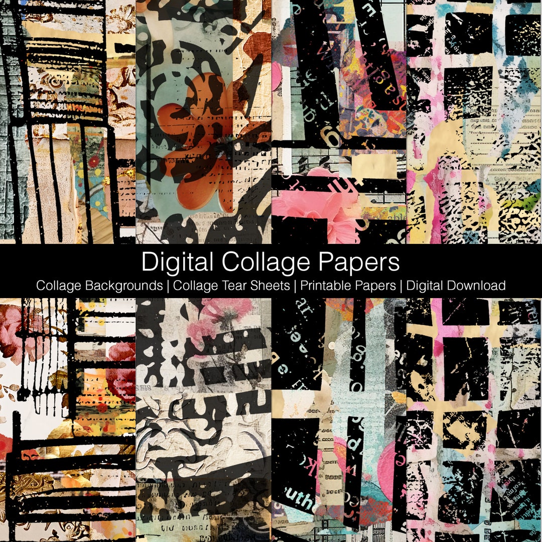 Digital Collage Backgrounds, Collage Tear Sheets, Digital Download ...