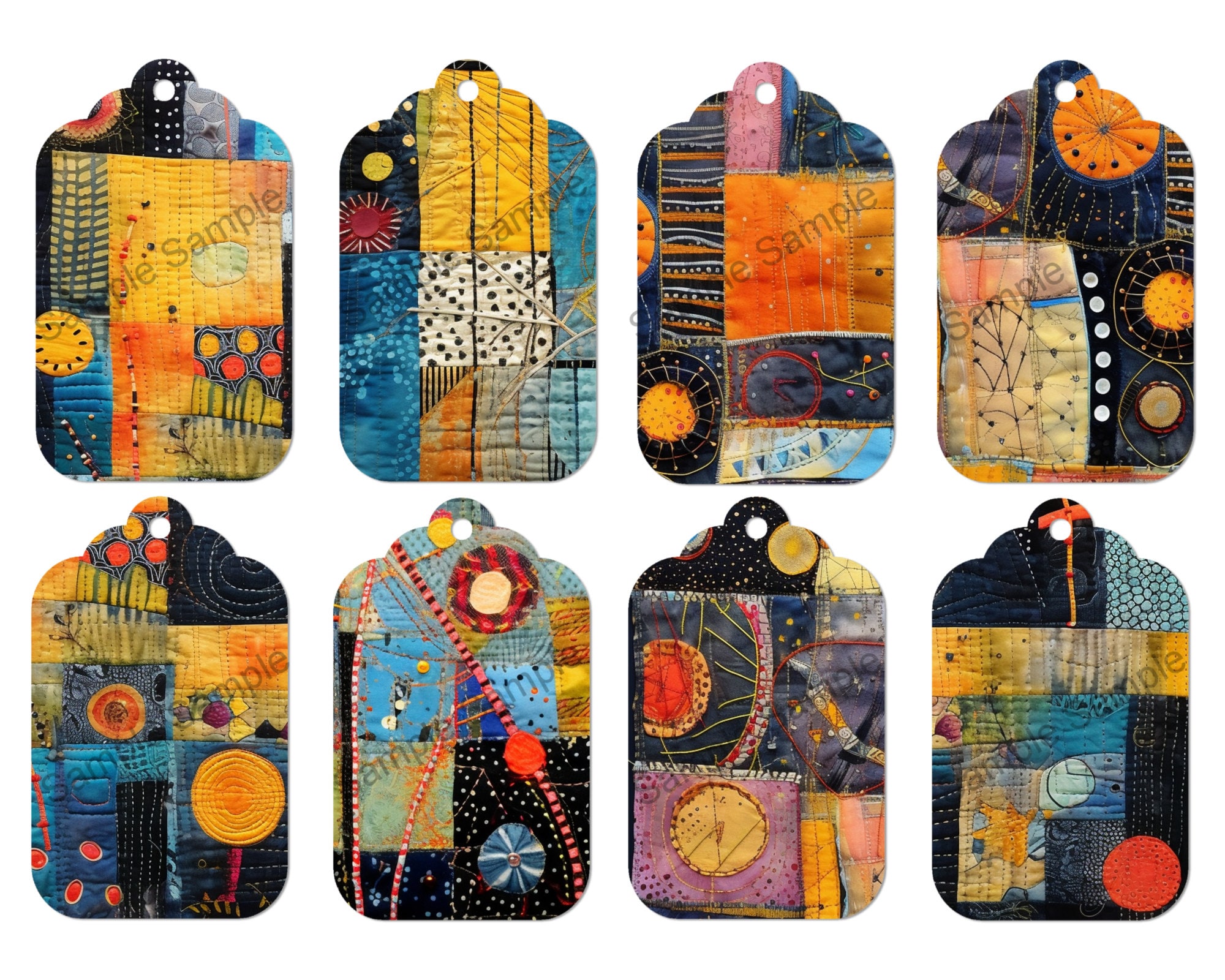 Quilted Tags, Art Journaling Tags, Junk Journal Tags, Gift Tags, Hang ...