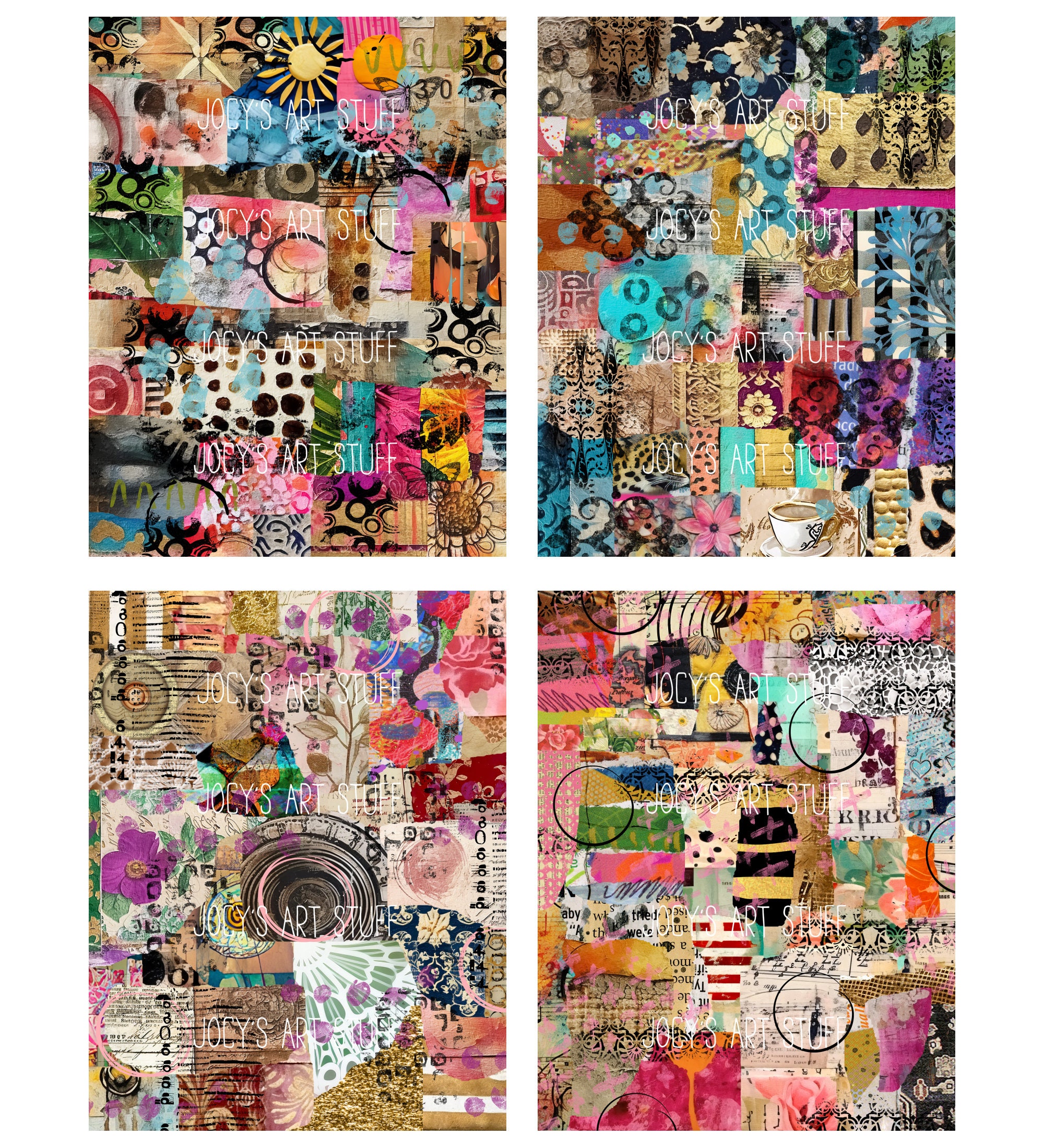 Digital Collage Backgrounds, Collage Tear Sheets, Printable Papers ...