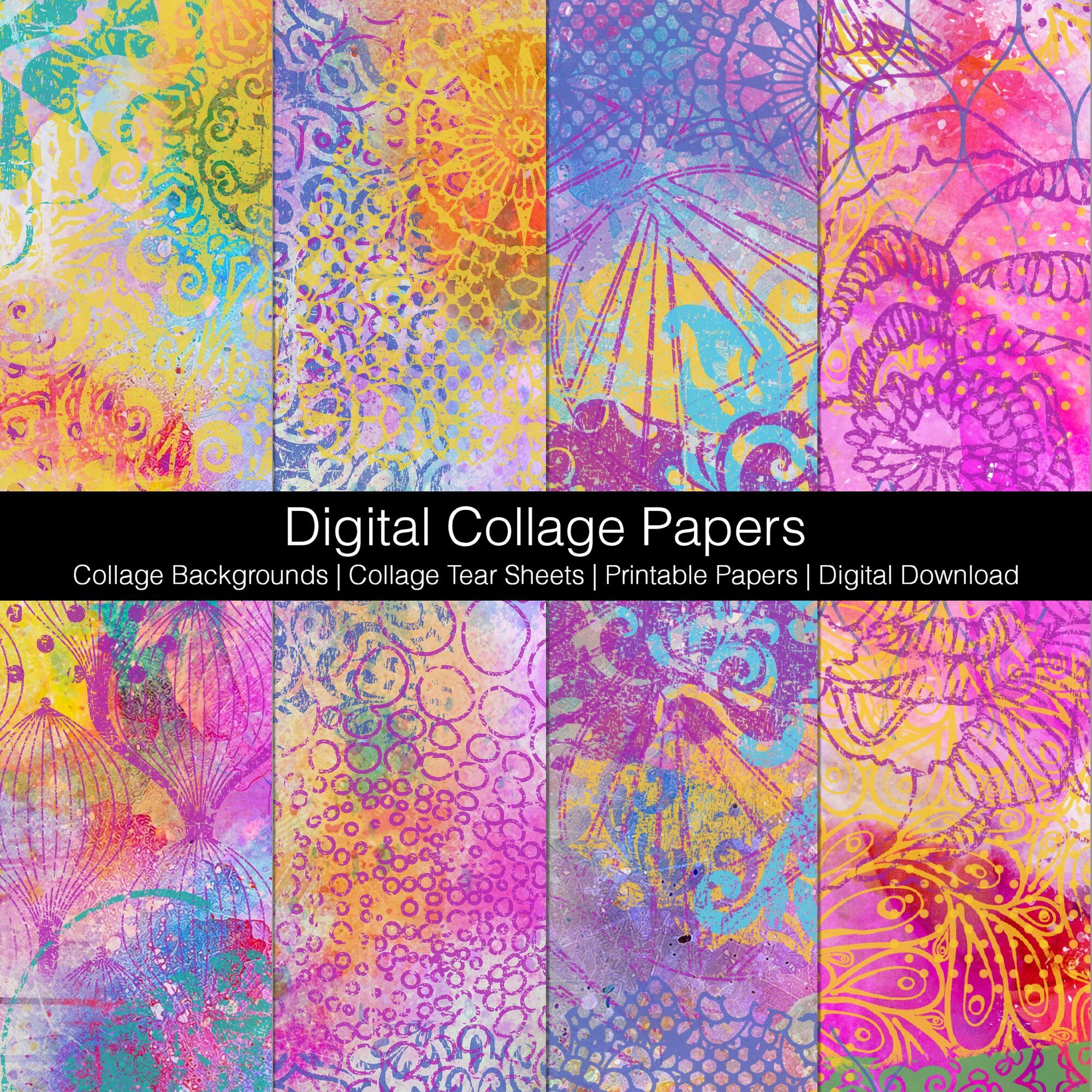 Digital Collage Backgrounds | Collage Tear Sheets | Printable Papers ...