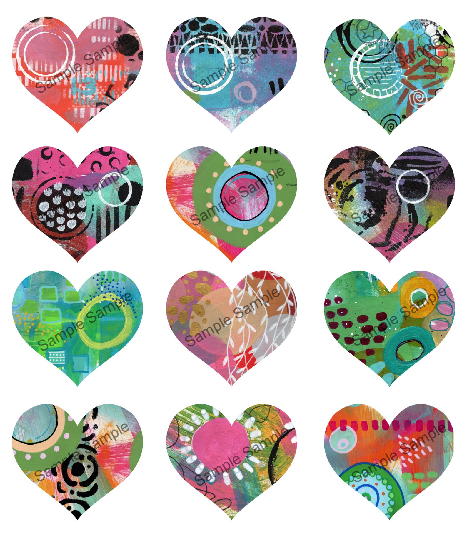 Mixed Media Hearts Collage Sheets - Junk Journal Art Journal Collage ...