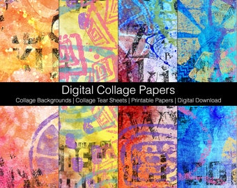 Digital Collage Backgrounds Collage Tear Sheets Printable Papers ...