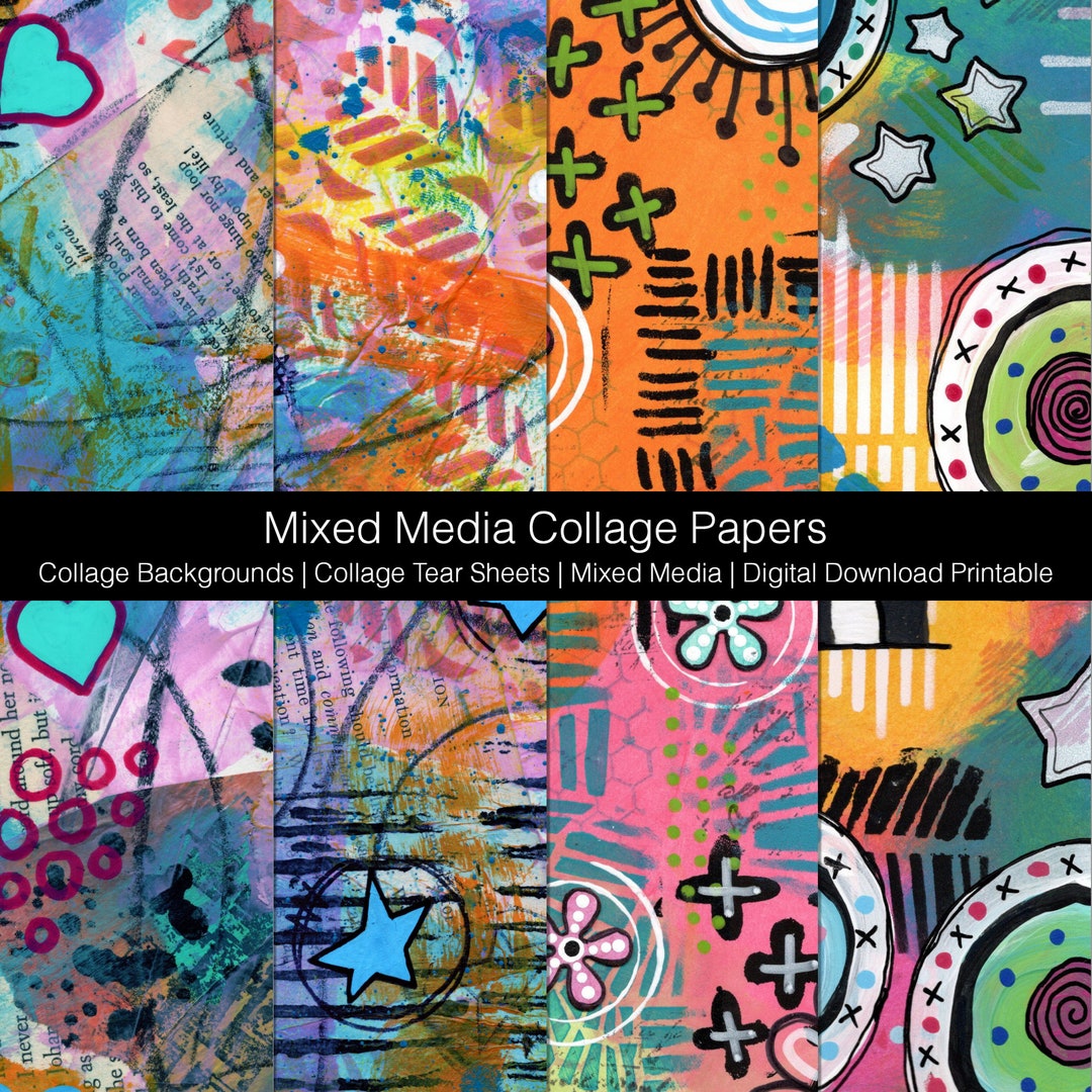 Mixed Media Collage Backgrounds | Hand Made Backgrounds | Collage Tear ...