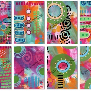 ATC Sized Mixed Media Collage Sheets | Decorative Backgrounds | Instant ...