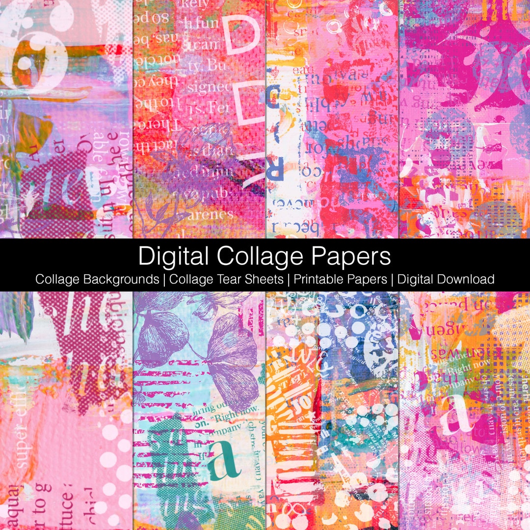 Digital Collage Backgrounds | Collage Tear Sheets | Printable Papers ...