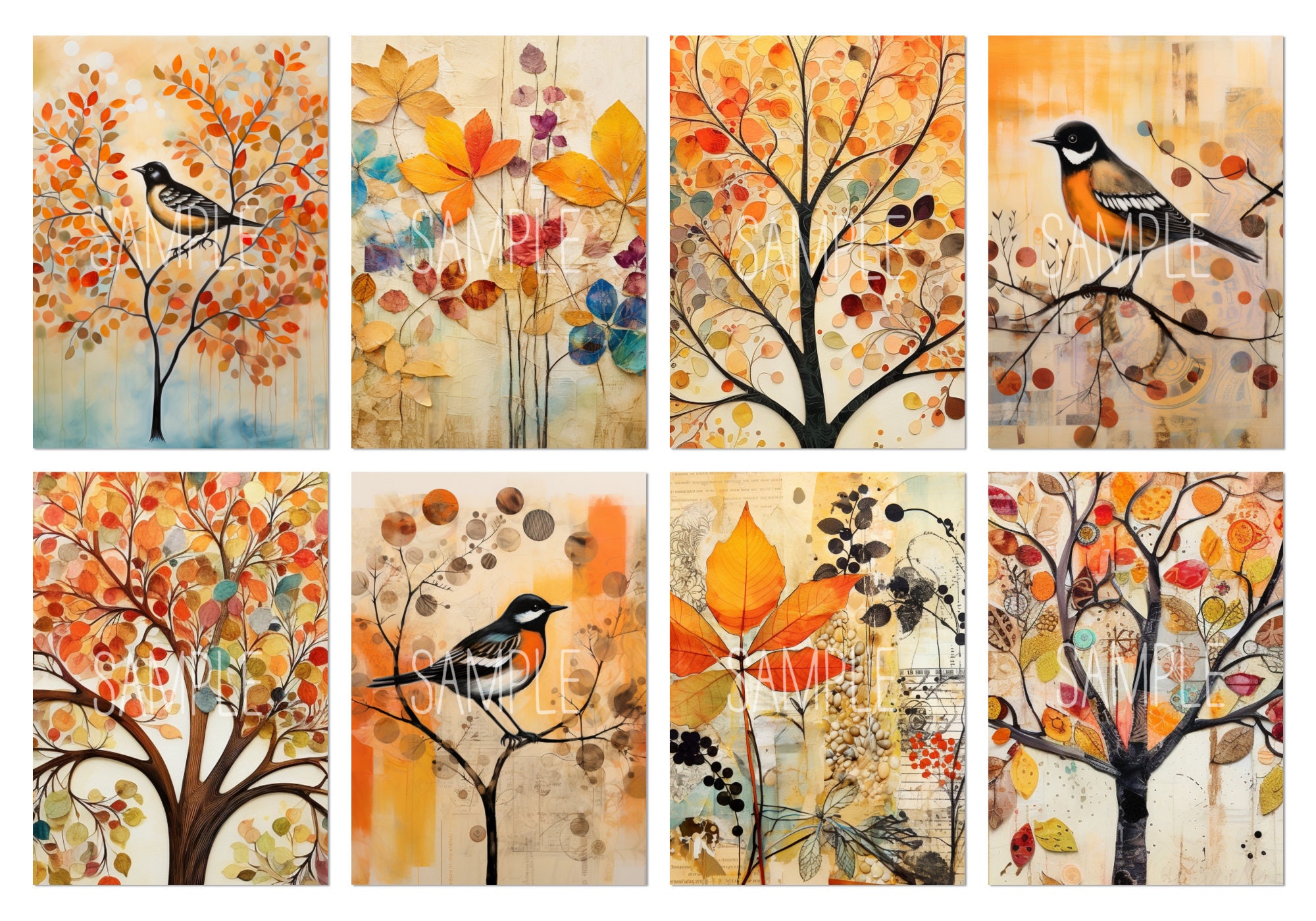 Autumn Scenes ATC Sized Collage Sheet, Digital Download, Junk Journal ...