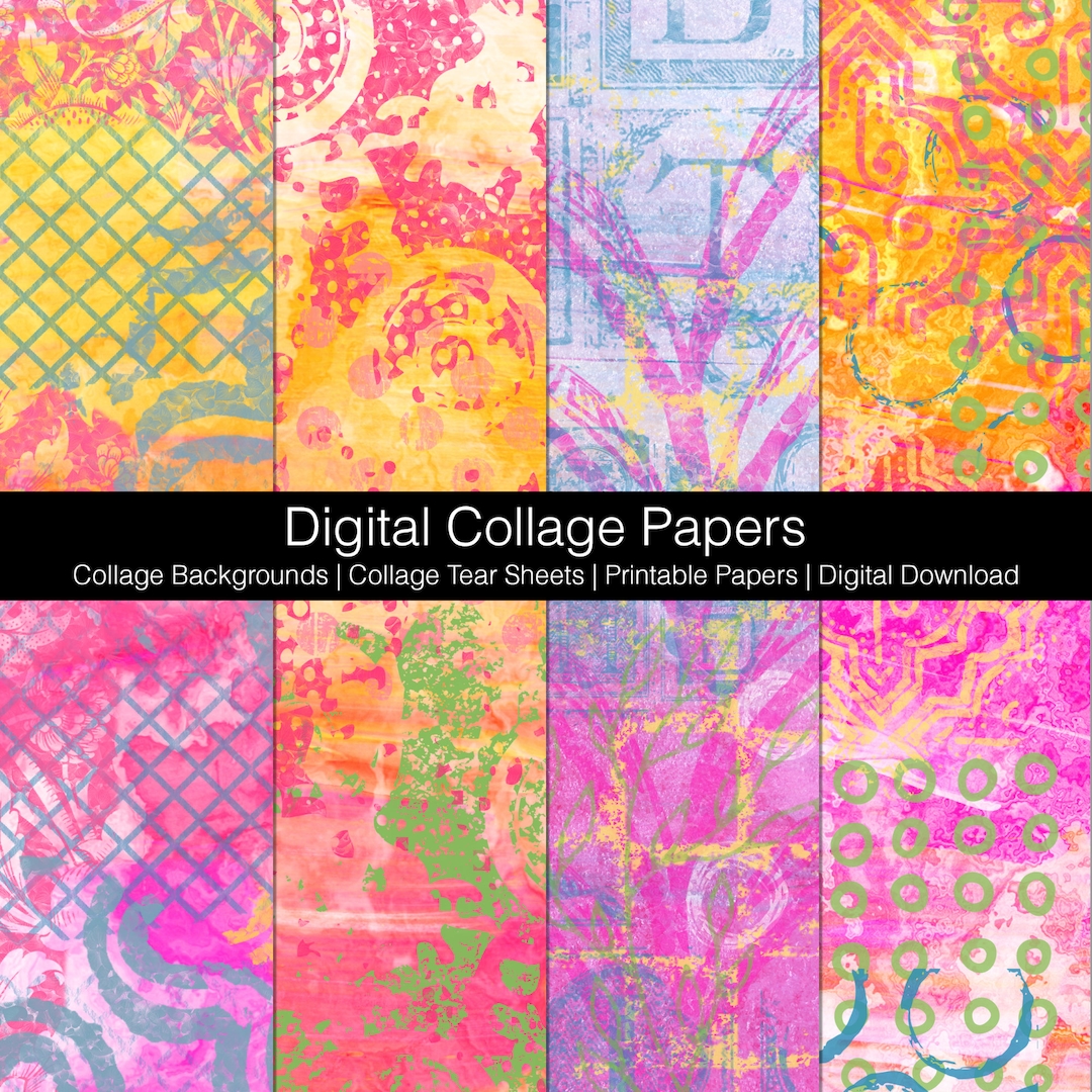 Digital Collage Backgrounds | Collage Tear Sheets | Printable Papers ...